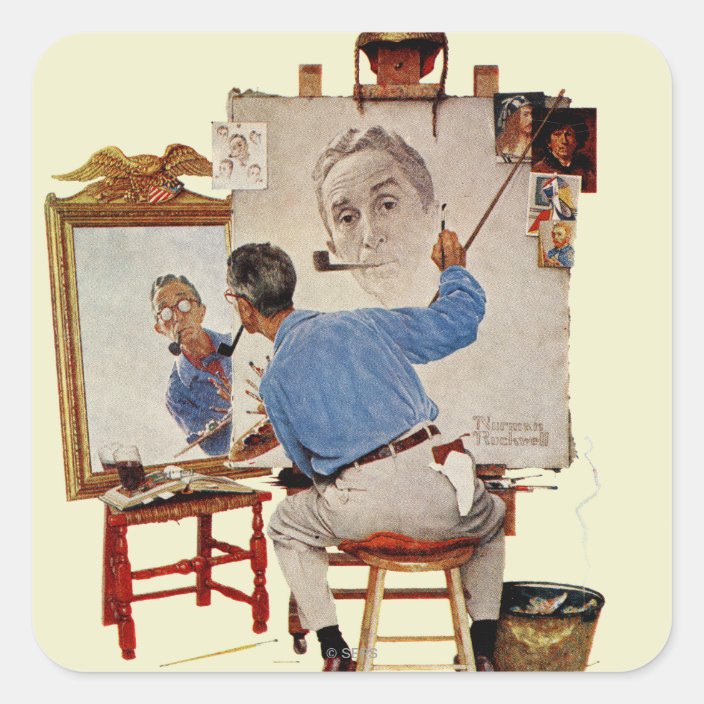 Triple Self-Portrait Square Sticker | Zazzle.com