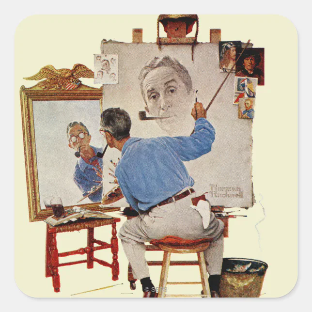 Triple Self-Portrait Square Sticker | Zazzle