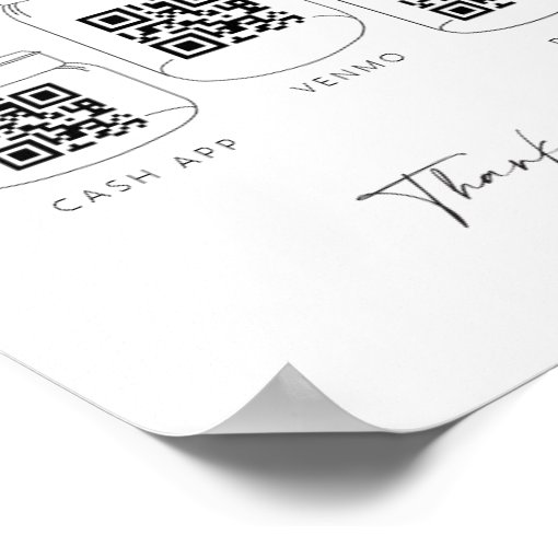 Triple Tip Jar Scan QR Code Cash App Payment Sign | Zazzle