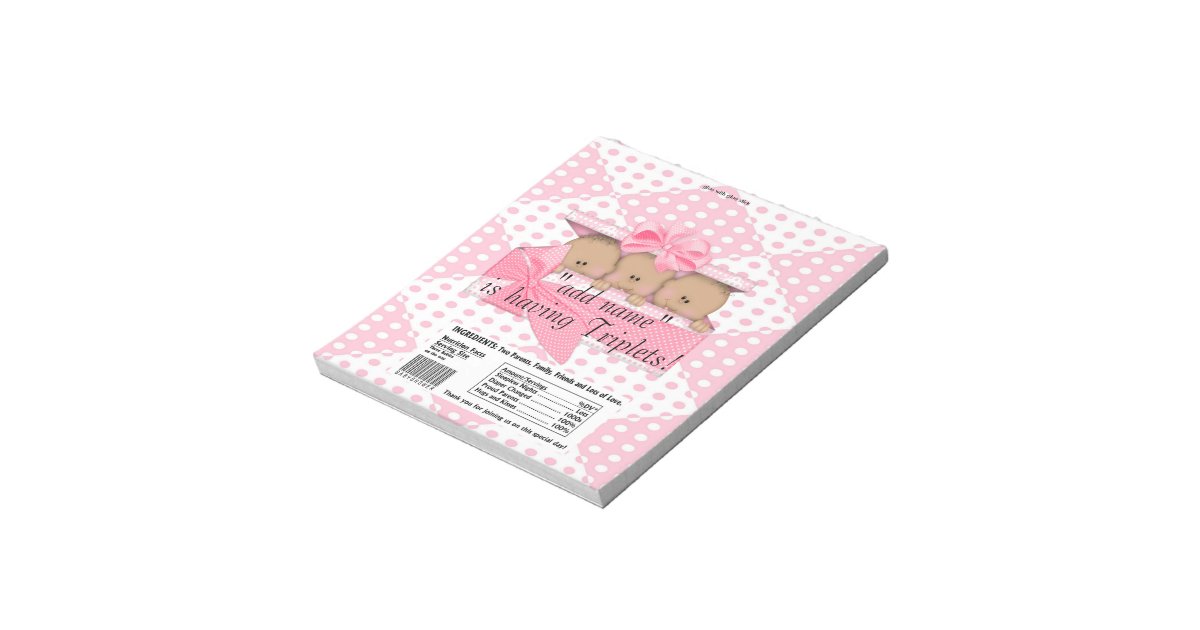 Triplet Baby Shower Candy Bar Wrappers Party Favor Notepad | Zazzle