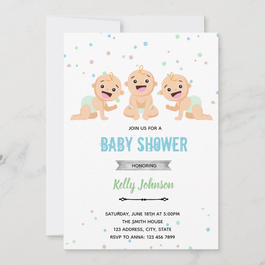 Triplet baby shower invitation | Zazzle