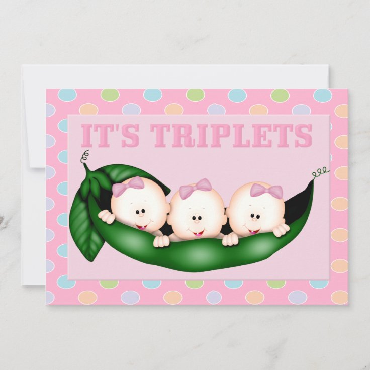 Triplet Girls Baby Shower Invitation | Zazzle