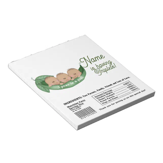 Triplets Baby Shower Candy Bar Wrapper Party Favor Notepad | Zazzle