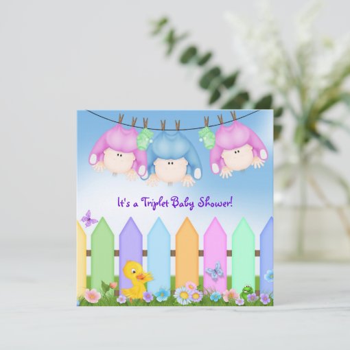 Triplets Baby Shower Invitation | Zazzle