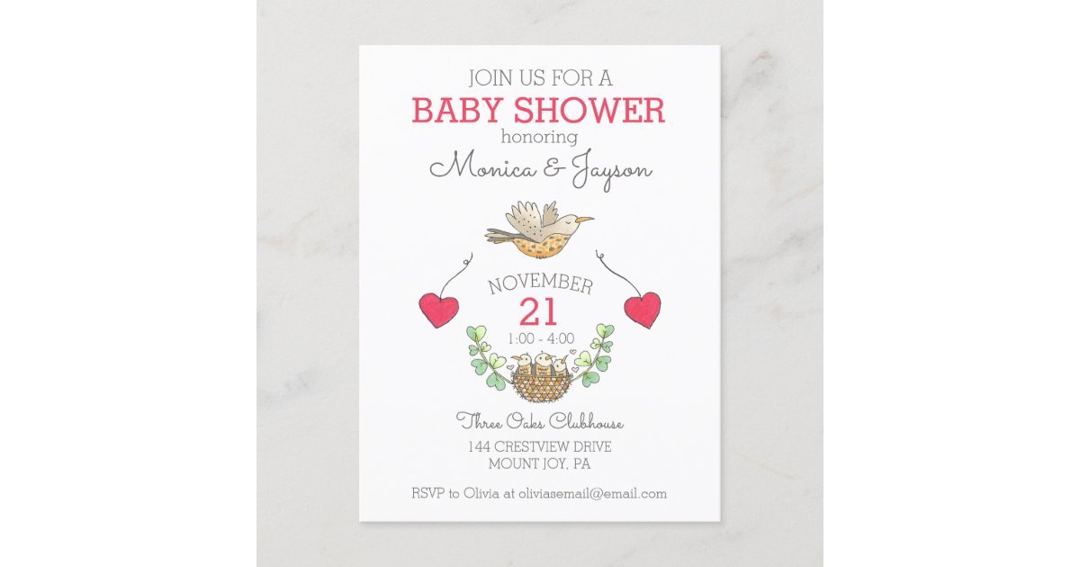 Triplets Baby Shower Invitation Postcard | Zazzle