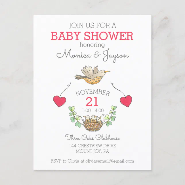 Triplets Baby Shower Invitation Postcard | Zazzle
