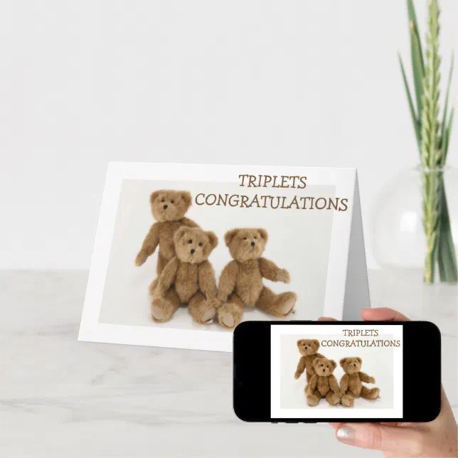 "TRIPLETS" CONGRATULATIONS=TRIPLE LOVE HUGS KISSES CARD | Zazzle