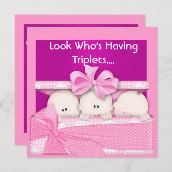 TRIPLETS GIRLS BABY SHOWER INVITATION | Zazzle