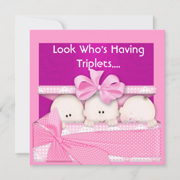 TRIPLETS GIRLS BABY SHOWER INVITATION | Zazzle