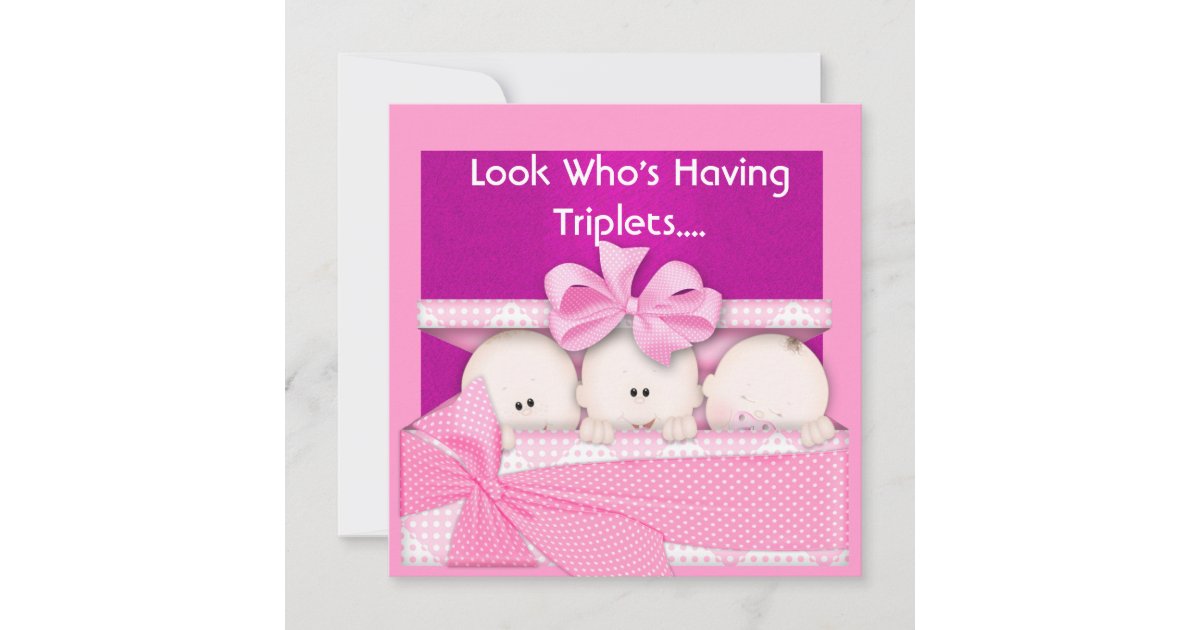 TRIPLETS GIRLS BABY SHOWER INVITATION | Zazzle