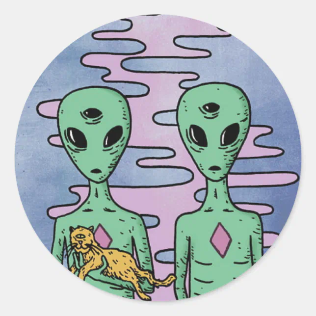 trippy alien stickers | Zazzle