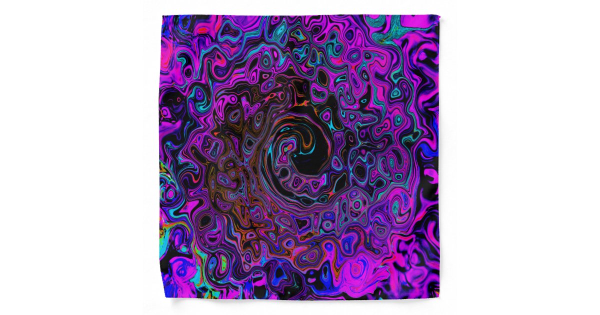 Trippy Black and Magenta Retro Liquid Swirl Bandana | Zazzle
