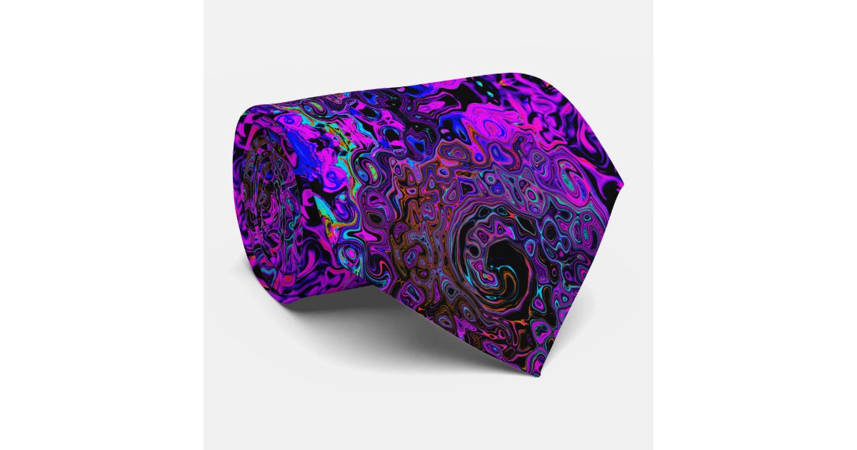 Trippy Black and Magenta Retro Liquid Swirl Neck Tie | Zazzle