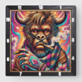 Trippy Buffalo Psychedelic Square Wall Clock | Zazzle
