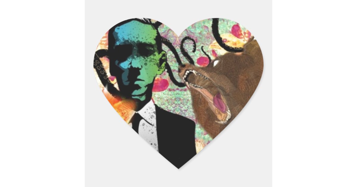 Trippy Frankenstein Art Heart Sticker | Zazzle