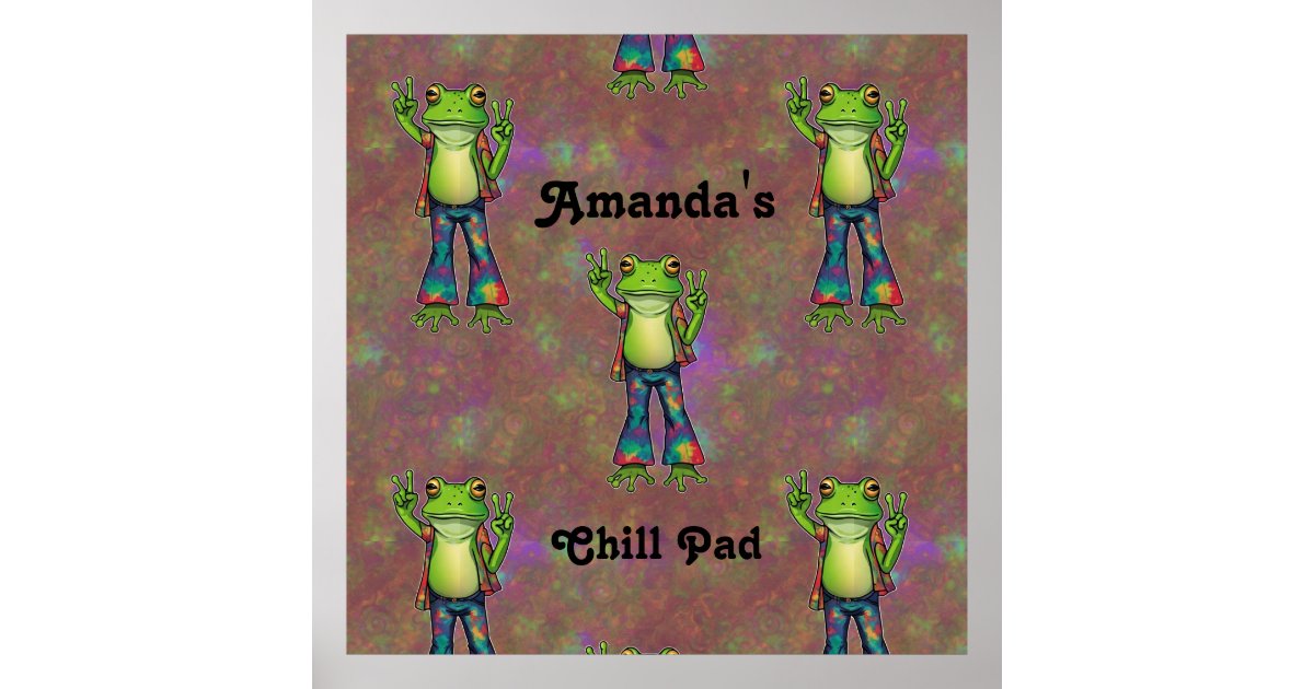 Trippy Hippie Psychedelic Frog Peace Retro Custom Poster | Zazzle
