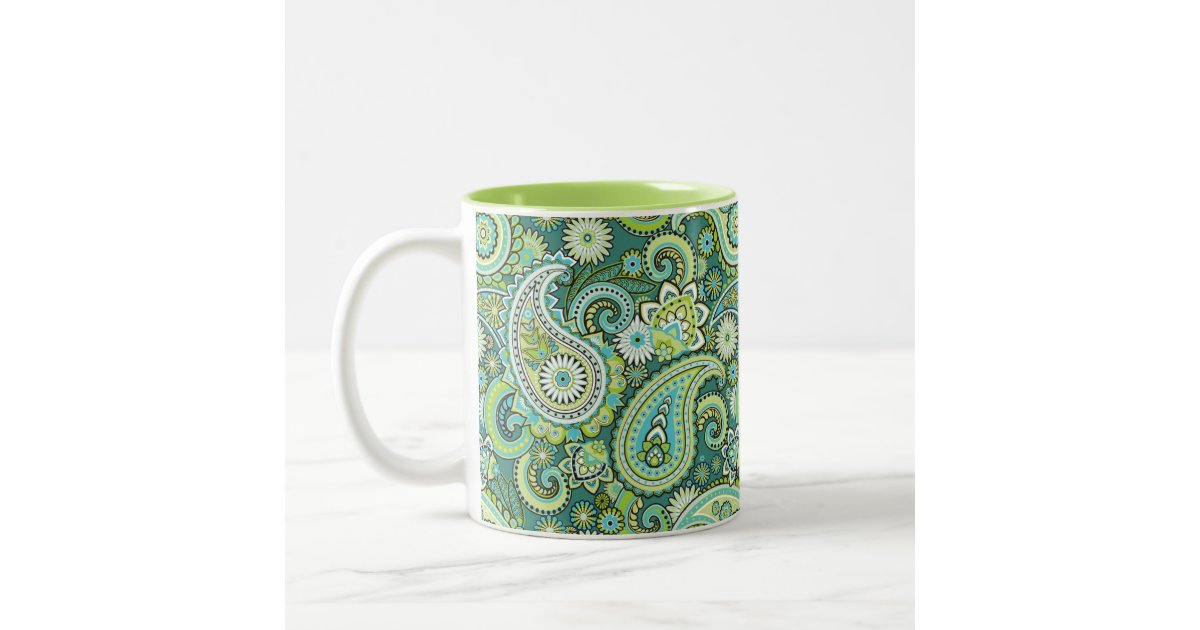 Trippy Hippy Retro Paisley Two-Tone Coffee Mug | Zazzle