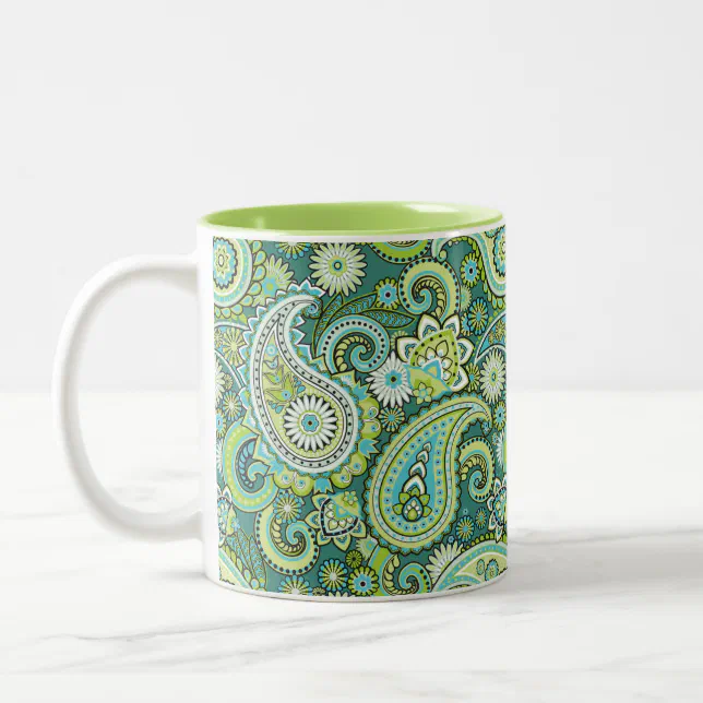 Trippy Hippy Retro Paisley Two-Tone Coffee Mug | Zazzle