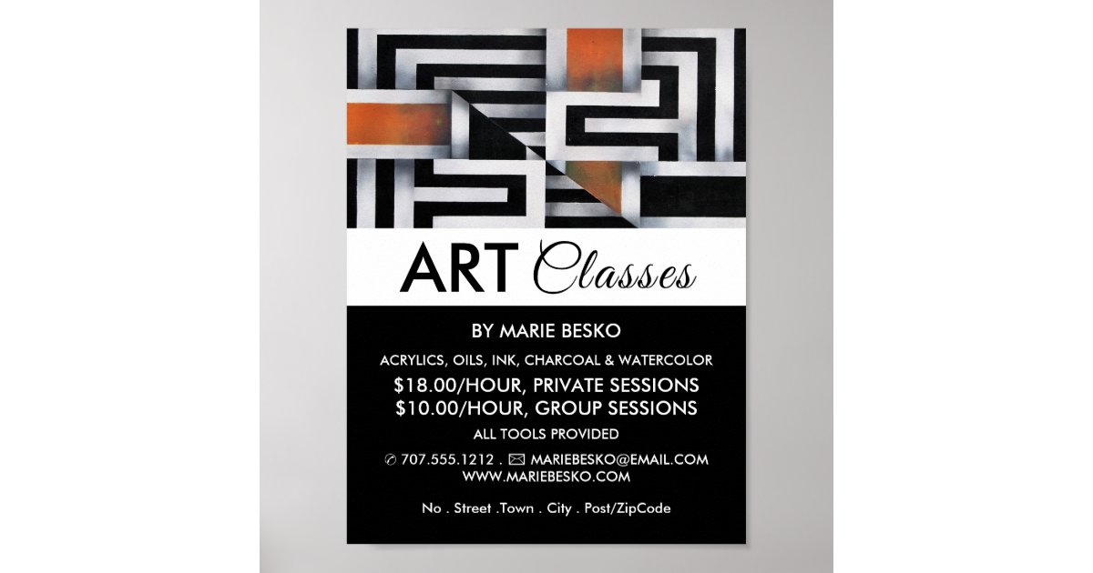 Trippy Maze Pattern, Art Class Advertising Poster | Zazzle