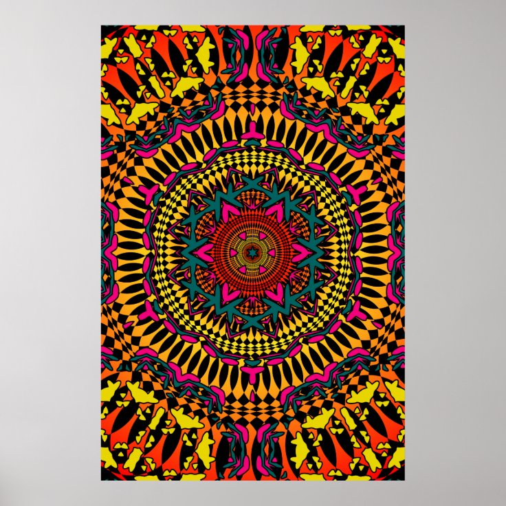 Trippy Poster: Psychedelic Kaleidoscope Artwork Poster | Zazzle