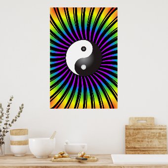 Trippy Poster: Yin Yang Symbol & Spiral Design Poster | Zazzle