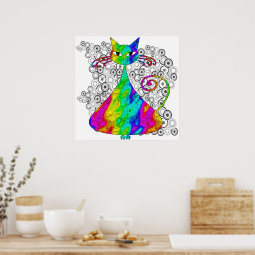 Trippy Psychedelic Cat Poster | Zazzle