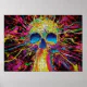 Trippy psychedelic colorful skull, blacklight poster | Zazzle