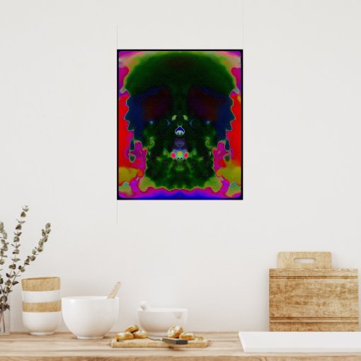 Trippy Psychedelic Skull Hidden Pictures Poster | Zazzle