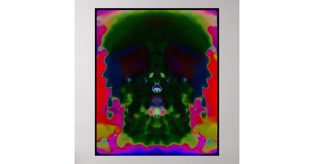 Trippy Psychedelic Skull Hidden Pictures Poster | Zazzle