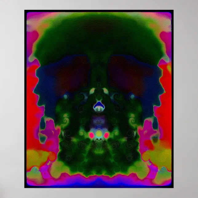 Trippy Psychedelic Skull Hidden Pictures Poster | Zazzle