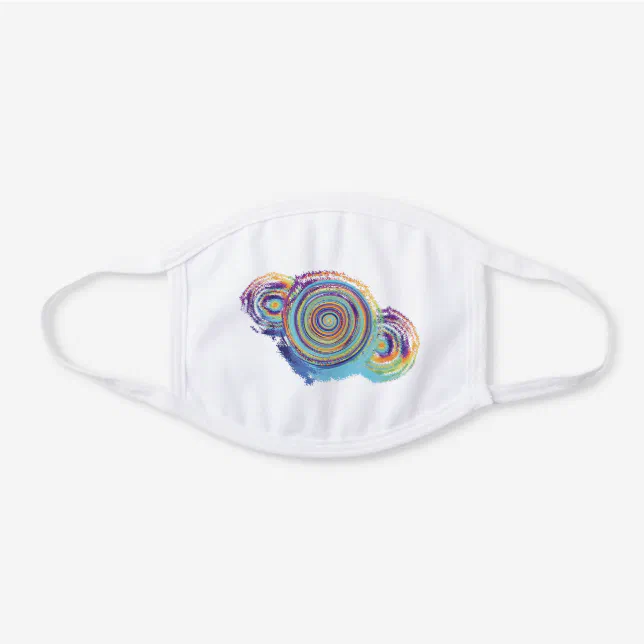 Trippy Rainbow Paint Spin Art Swirl White Cotton Face Mask | Zazzle