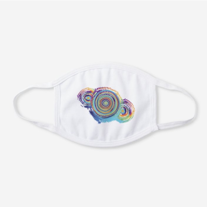 Trippy Rainbow Paint Spin Art Swirl White Cotton Face Mask | Zazzle.com