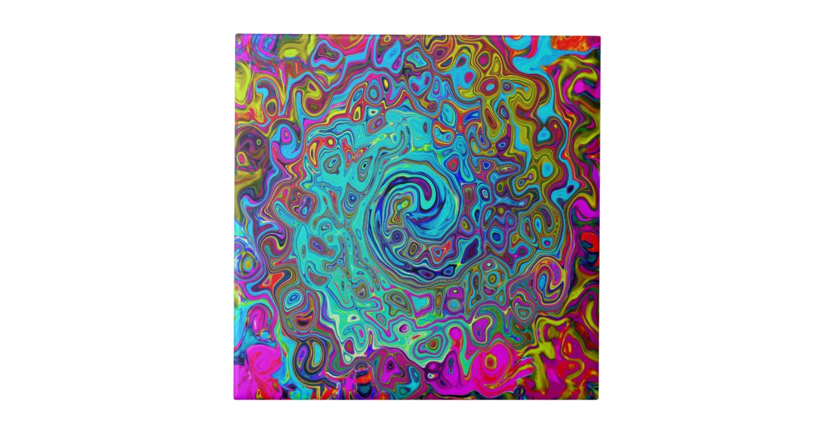Trippy Sky Blue Abstract Retro Liquid Swirl Ceramic Tile | Zazzle
