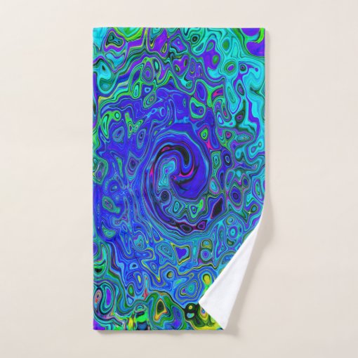 Trippy Violet Blue Abstract Retro Liquid Swirl Bath Towel Set | Zazzle