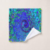 Trippy Violet Blue Abstract Retro Liquid Swirl Bath Towel Set | Zazzle