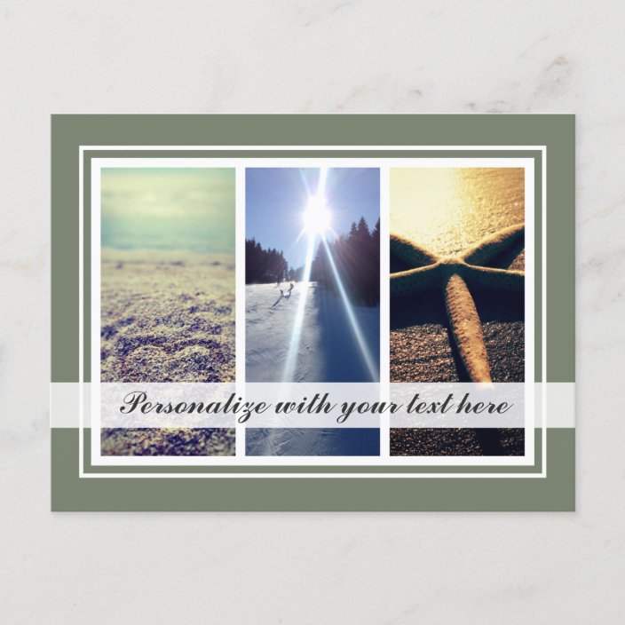 Triptych 3 photo collage template Holiday postcard | Zazzle.com