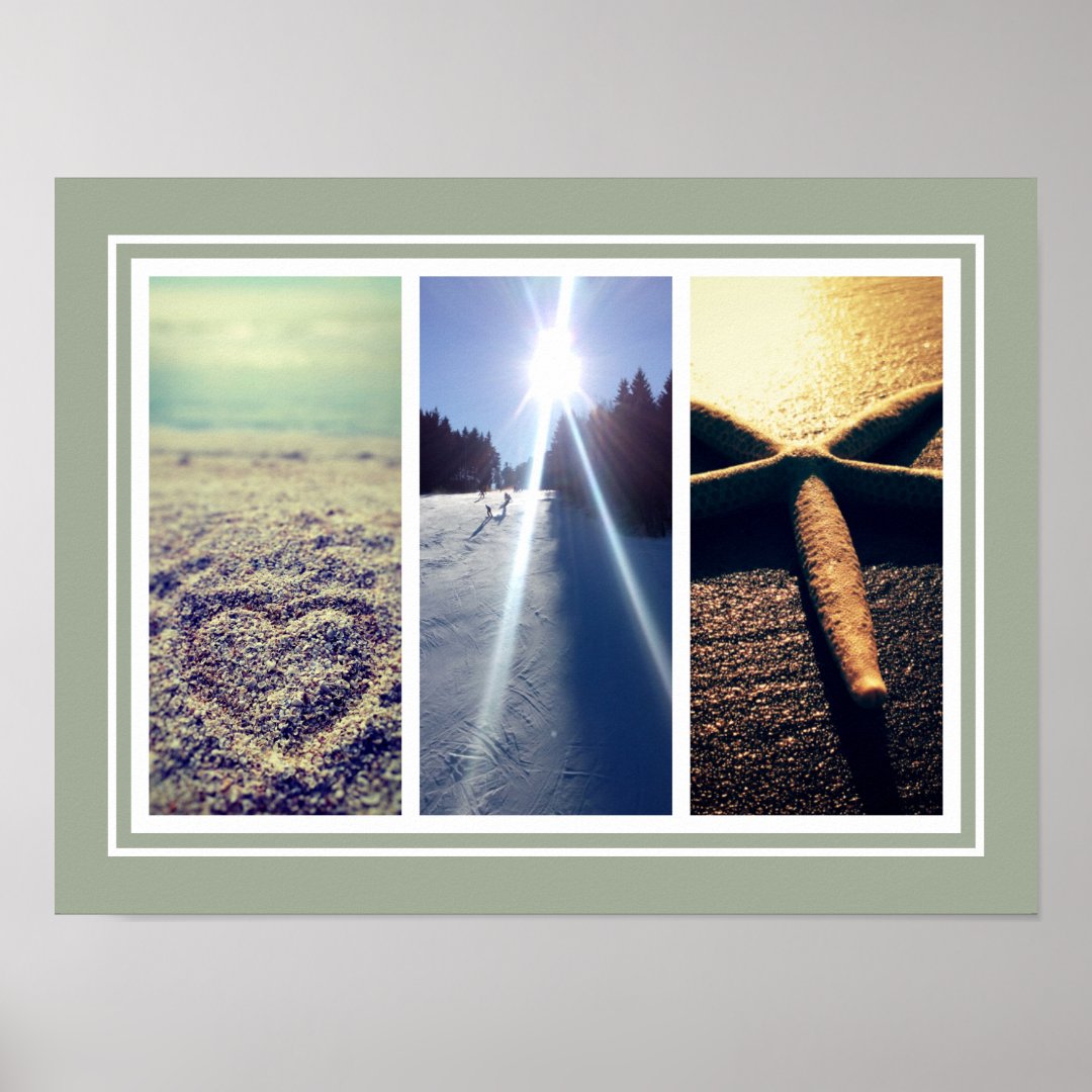 Triptych photo collage template wall poster print | Zazzle