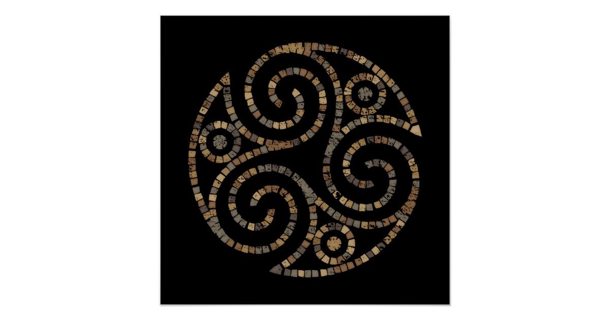 Triskelion Celtic – Triple spiral symbol – Mosaic Poster | Zazzle