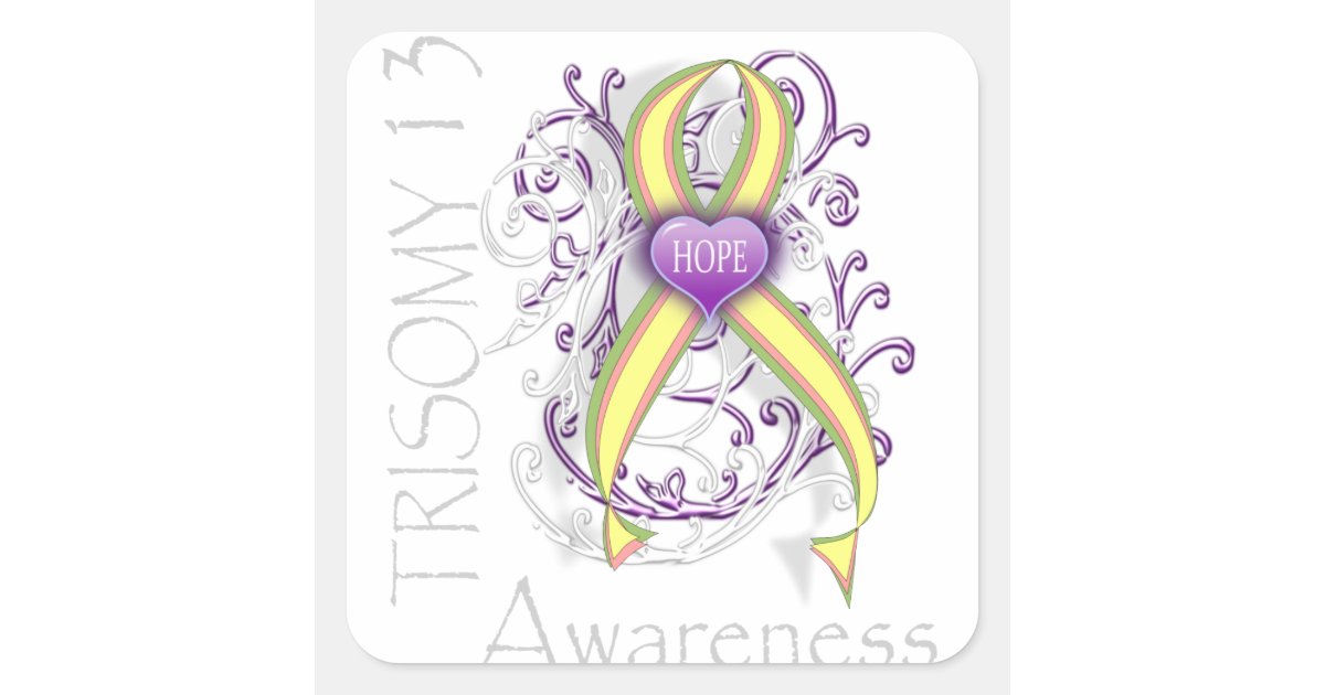 Trisomy 13 Awareness Square Sticker | Zazzle