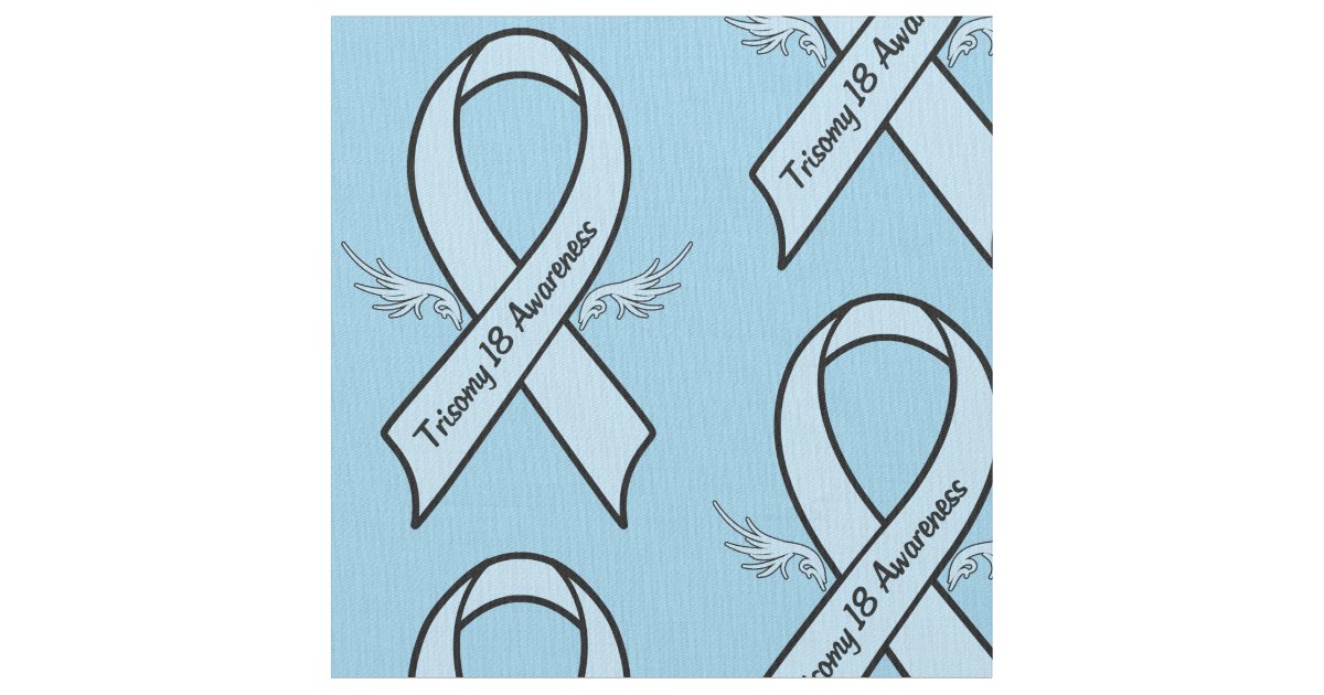 Trisomy 18 Awareness Ribbon with Wings Fabric | Zazzle