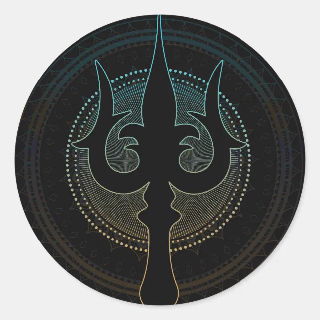 Trisula -Trident of Shiva Classic Round Sticker | Zazzle