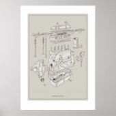 Triumph TR4A Engine Schematic Poster - OffWhite | Zazzle