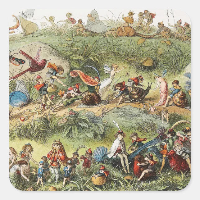 Triumphal March of The Elf King, Fairies,Goblins Square Sticker | Zazzle