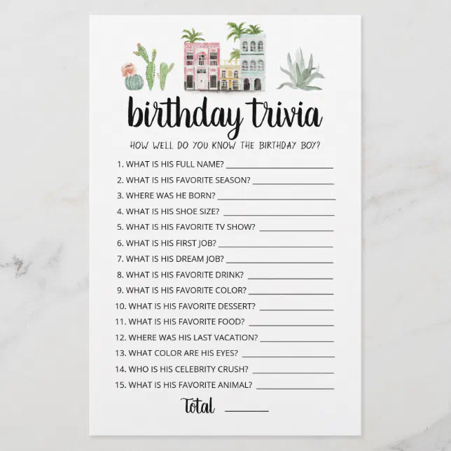 Trivia Game How Well Do You Know The Birthday Boy | Zazzle