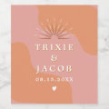 TRIXIE Retro Pink & Orange 70s Wedding Wine Label | Zazzle