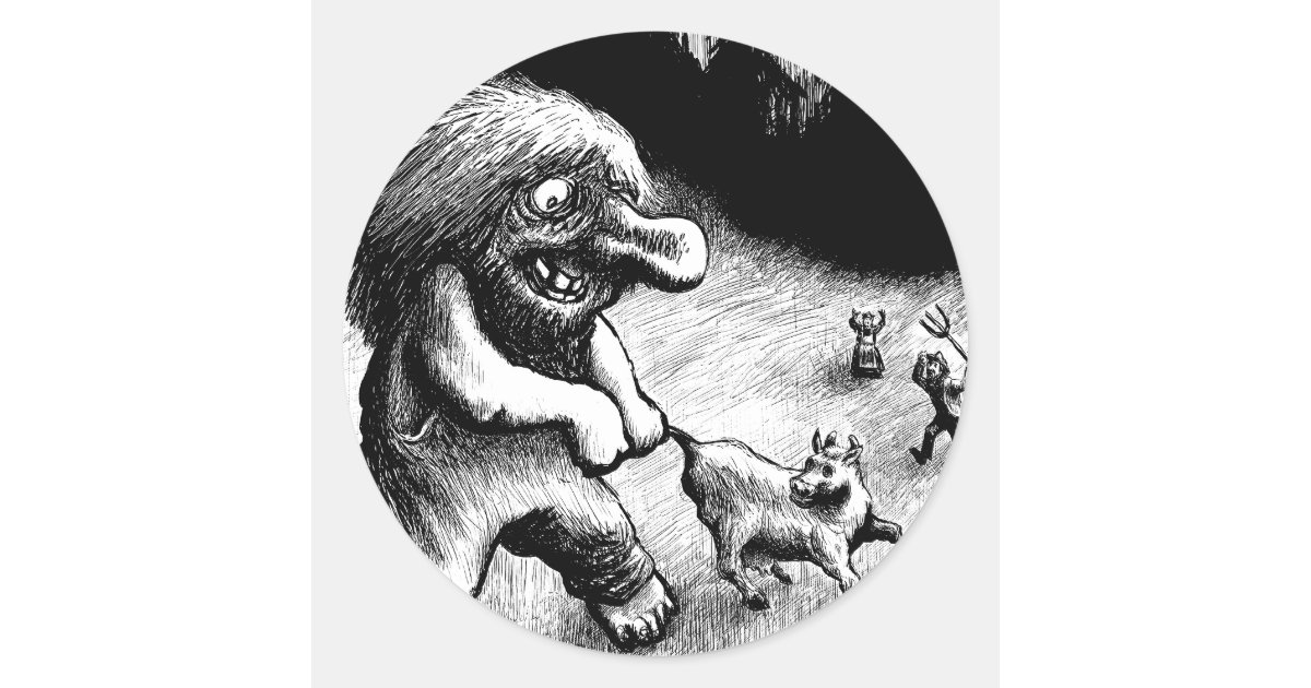 troll-clipart-13 classic round sticker | Zazzle