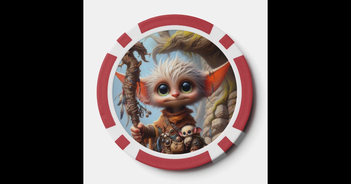 Troll Elf Playing Cards style 1 Poker Chips | Zazzle