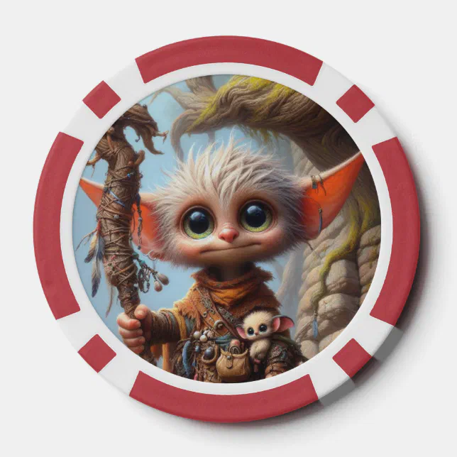 Troll Elf Playing Cards style 1 Poker Chips | Zazzle