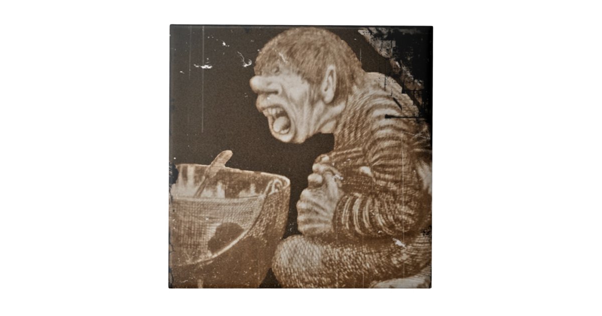 Troll with Giant Cauldron Ceramic Tile | Zazzle