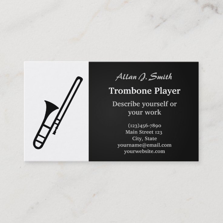 Trombone cartoon business cards | Zazzle